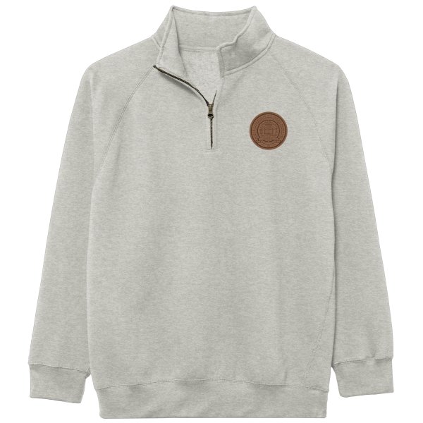 Boyce College Oatmeal Heather 1/4 Zip w/ Leather Seal (XL)